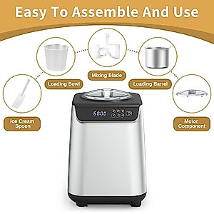 ZAFRO Ice Cream Maker 1.27qt with Compressor, No Pre-freezing Electric Automatic Ice Cream Machine Keep Cool Function, No Salt Needed Ice Cream, Sorbet, Gelato, Frozen Yogurt