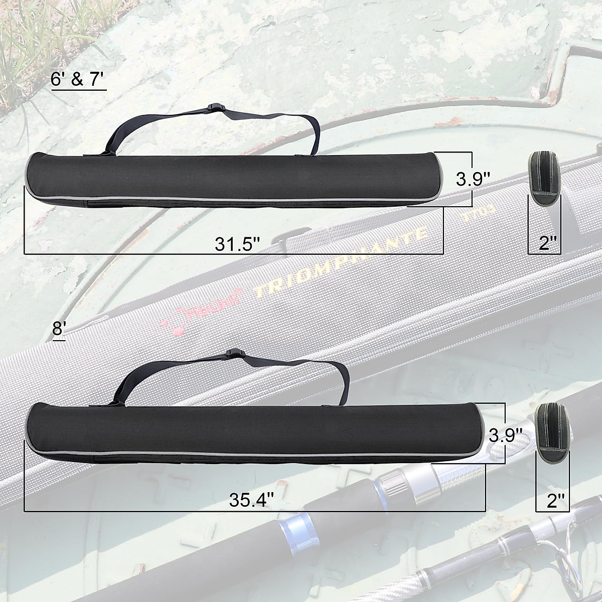 Fiblink 3-Piece Spinning Rod Heavy Spinning Fishing Rod Portable Fishing Rod Carbon Spin Rod (30-50-Pound Test)(8')