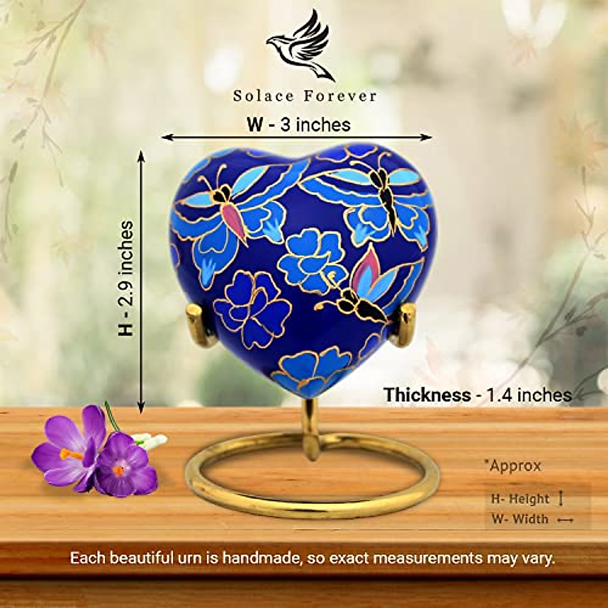 Butterfly Heart Keepsake Urn - Small Heart Cremation Urn with Stand & Box - Mini Blue Urn with Butterflies - Honor Your Loved One with Blue Butterfly Urn Heart Shaped - Heart Urn for Adults & Infants