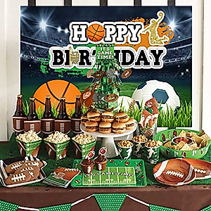 Ticuenicoa 5×3ft Sports Birthday Backdrop Boys Football Basketball Baseball Kids Birthday Background Kids Sports Theme Birthday Party Banner Wall Decorations Props