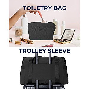 BAGSMART Travel Duffle Bag, Weekender Bags for Women Large Carry on Overnight Bag, Gym Bag with Trolley Sleeve, Personal Item Travel Bag Workout Dance Bag, Black