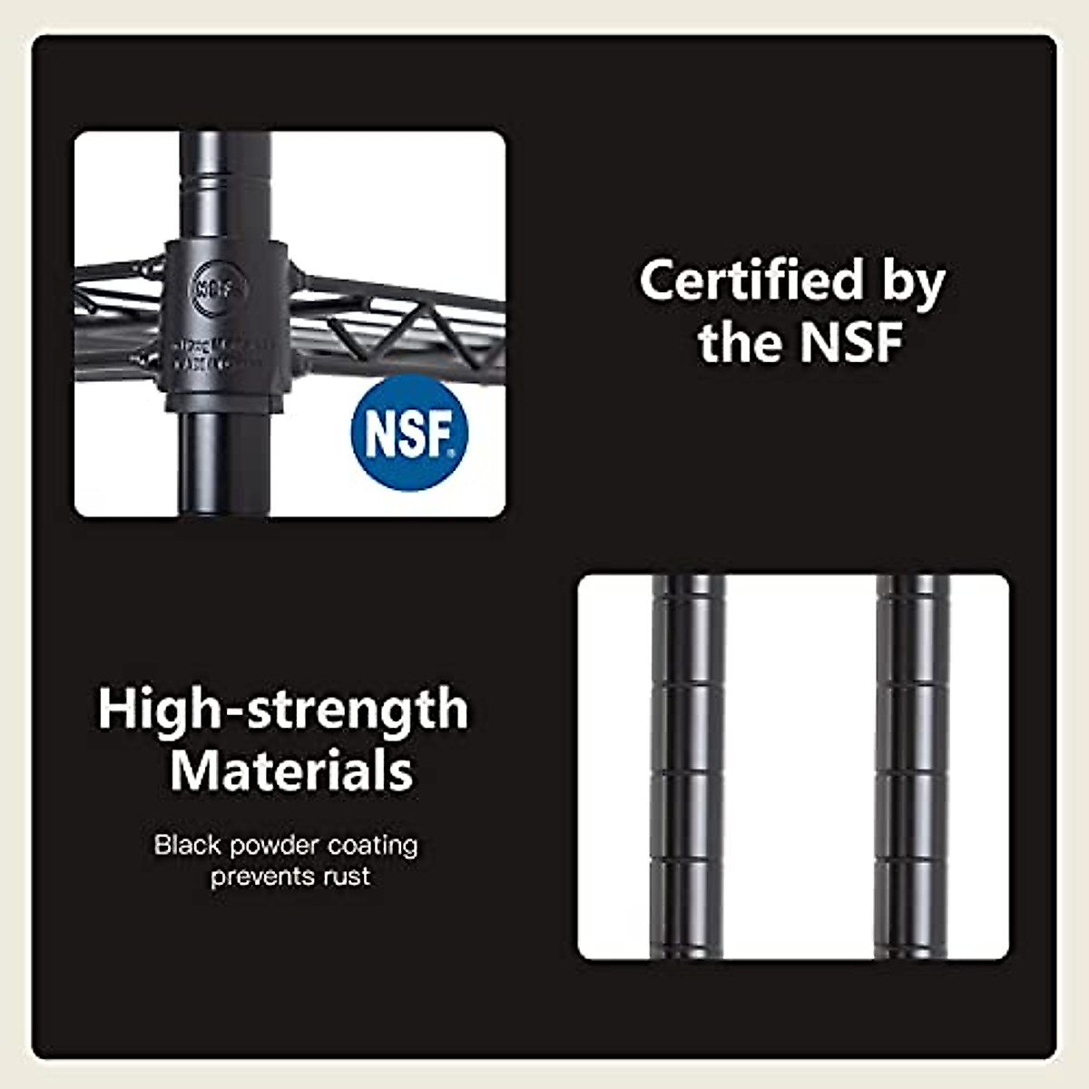 5 Tier Wire Shelving Unit 72"x36"x14"Storage Shelves Metal Wire Shelf Storage Rack Adjustable Commercial Organizer Heavy Duty Layer Unit for Restaurant Garage Pantry Kitchen Office (Black)