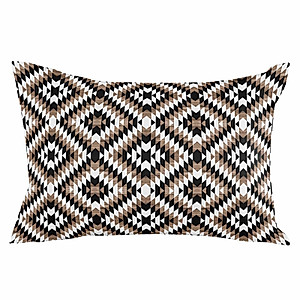 Brown Black Outdoor Pillow Cover 12x20 Inch Cushion Sham Case, Waterproof Decorative Lumbar Throw Pillowcase for Outside Garden Patio Porch Couch Chair Tent Moroccan Southwestern Aztec Abstract Boho