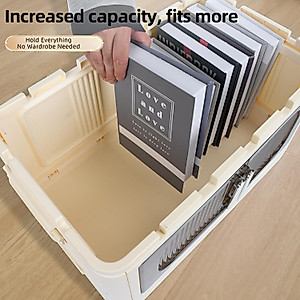 Todetana Multiple Tier Stackable Storage Bins with Lids and Wheels, Stackable Collapsible Dorm Room Organizer Storage Boxes (Milky White, 30Qt 3-Tier)