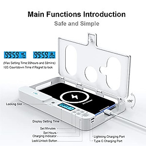 ySky Portable Smart Auto Phone Timer Lock Box for iPhone and Android Phones, Self-Control Timer Locker to Help Kids,Students, Adults Focus Back,Prevent Excessive Games, Mobile Phone Addiction(White)
