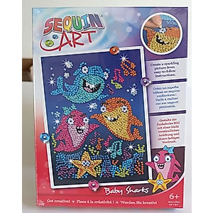 Sequin Art Red Baby Sharks, Sparkling Arts and Crafts Kit; Creative Crafts for Adults and Kids