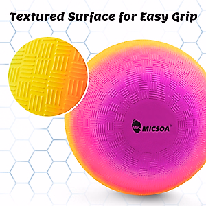 MIC MICSOA Playground Balls Kickballs 8.5 Inch, Rainbow Playground Ball Set for Kids and Adults, Dodgeball Kick Balls Handball for Indoor & Outdoor Schoolyard Games with Hand Pump(4 Pack)