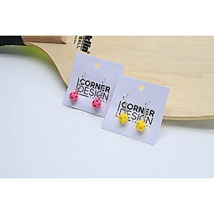 Mini pickleball earrings - hook and dangle style, 1cm (.36in) diameter ball, great pickleball accessory