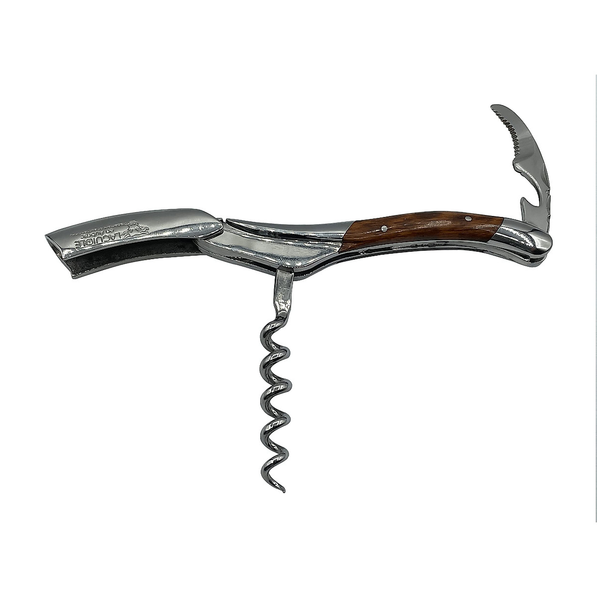 Laguiole En Aubrac Sommelier Waiter's Corkscrew, Amourette Handle, Wine Opener With Foil Cutter & Bottle Opener, Polished Bolster
