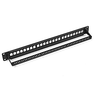 NavePoint 24-Port CAT6 UTP Patch Panel 1U with Keystones, Black