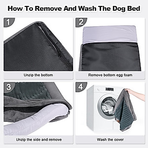 Kudoggy Large Dog Bed, Orthopedic Dog Beds for Large Dogs, Dog Sofa Bed with L-Shaped Bolster, Memory Foam Dog Bed with Waterproof Liner and Washable Cover, 35"x26", Grey