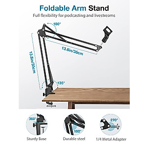 InnoGear Webcam Stand, Boom Arm Mount Stand for Logitech Webcam BRIO 4K C920 C920S C922 C922x C925e C930 NexiGo N60, 1/4"-3/8" and 3/8"-5/8" Screw for Blue Yeti Snowball Yeti Nano and Other Mics