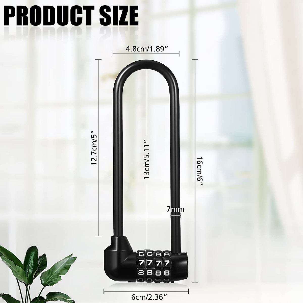 Shimeyao 4 Pieces 6 Inch Long Shackle Combination Lock 4 Digit Outdoor Waterproof Padlock with Resettable Code for School Gym Locker, Sports Locker, Fence, Gate, Toolbox, Case Storage, Black