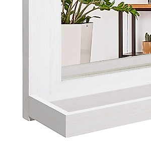 Emfogo Wall Mirror with Shelf, 20 x 16 inch Farmhouse Decor Wall Mirror Hanging for Bathroom, Vanity, Bedroom, Entryway, Living Room (Weathered White)