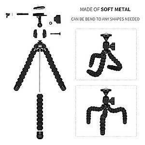 Mini Cell Phone Flexible Tripod Holder, ZTON Adjustable Mobile Phone Mount, Universal Octopus Stand for iPhone, Samsung, Camera (S-Black)