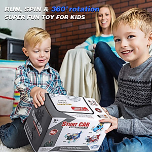 UTTORA Remote Control Car for Kids, 2.4GHz 2 in 1 RC Stunt Car, Double Sided 360°Flips Rotating with LED Headlights, Waterproof Stunt Controlled Vehicle with Rotate 360 Car Toy for 8-12 Year