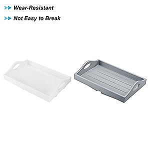 PATIKIL Sofa Armrest Tray, 2 Pack Arm Table Couch Tray Clamp on Table Portable Sofa Arm Table Wooden Couch Serving Platter for Drinks, Grey White
