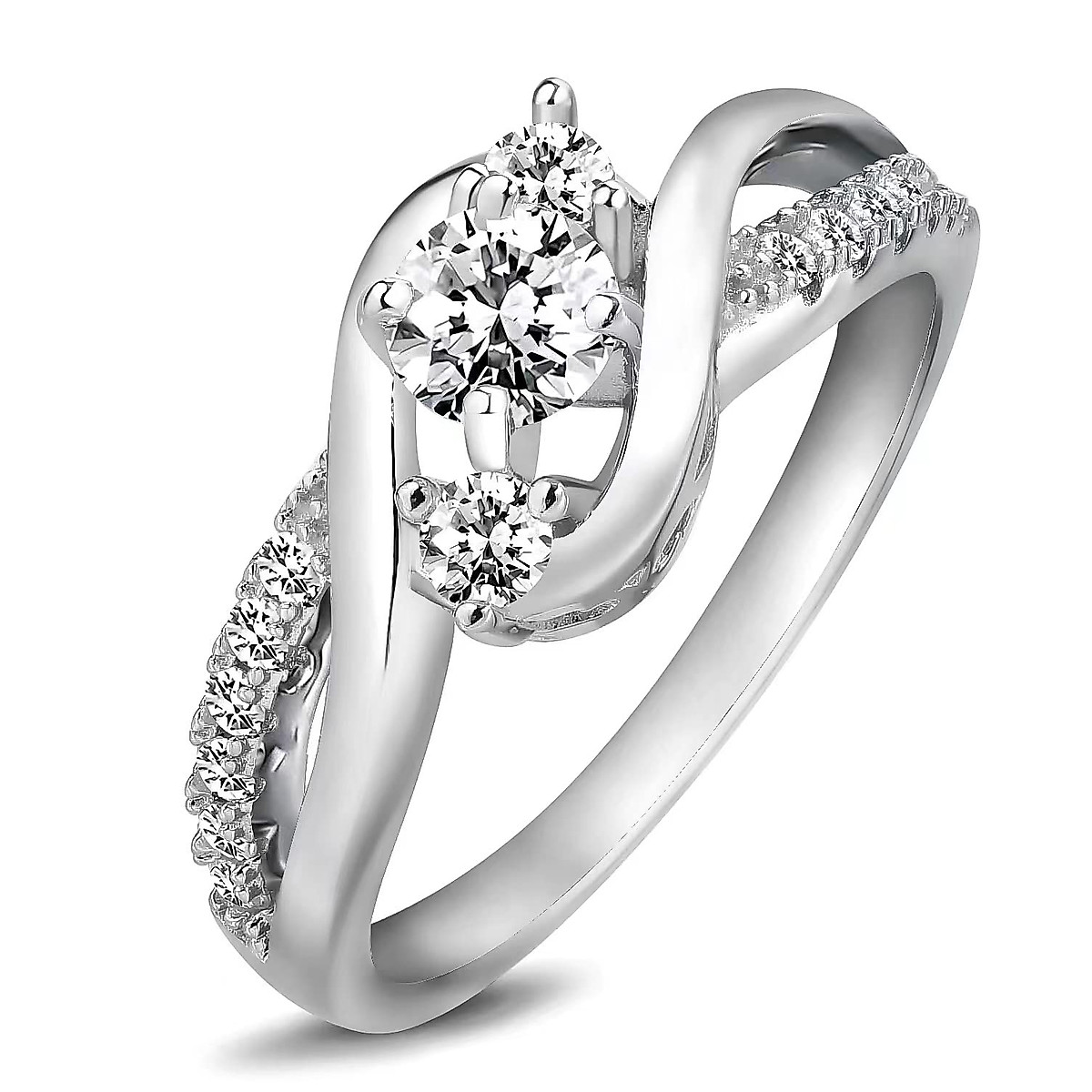 ZLAEBL 1.1 ct tw Three-Stone Moissanite Engagement Rings for Women Platinum Plated Silver Ring Twisting Moissanite Rings 10K 14K 18K Real Gold Wedding Band Custom Free Engraving