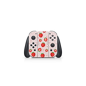 Tacky Design Strawberry Skin Compatible with Nintendo Switch Skin Wrap Cover, Kawaii Skin for Nintendo Switch Stickers, Premium Vinyl 3M Full Wrap Decal, Compatible with Joy-Con, Console, Dock.
