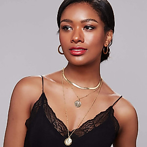 PAVOI 14K Yellow Gold Hoop Earrings For Women | 4mm Flat Thick 30mm Infinity Gold Hoops Women Earrings | Gold Plated Loop Earrings For Women | Lightweight Hoop Earrings Set