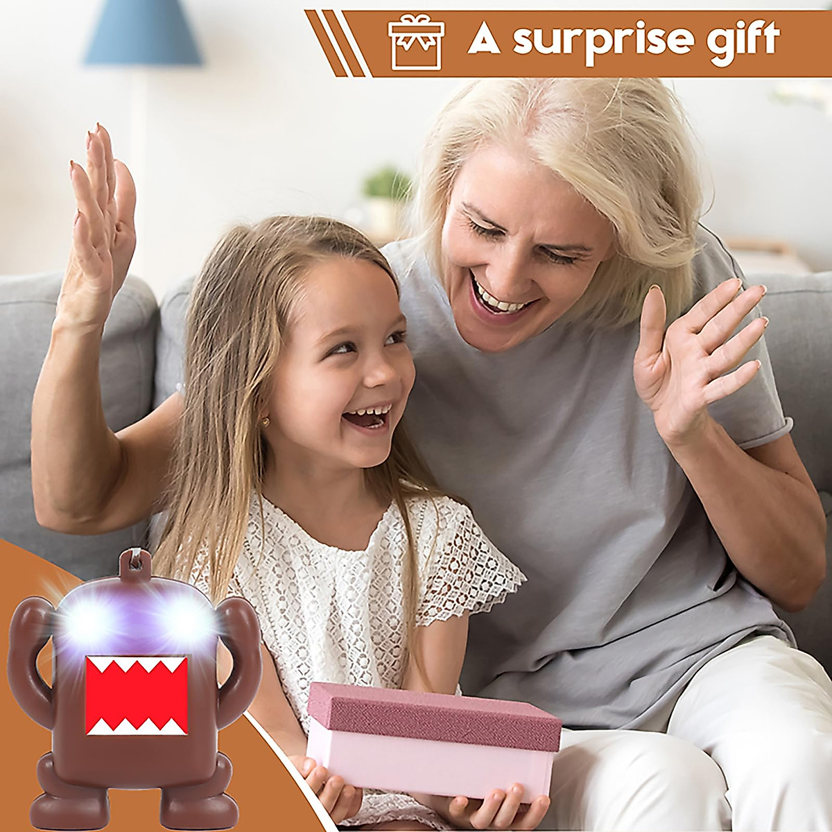 Pealonster Domo kun LED Keychain Flashlight - Ultra Bright, Cute Design with Sound Effects - Perfect for Car Keys and On-the-Go Fun - Battery Included