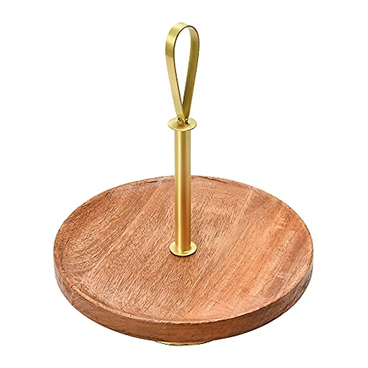 Creative Co-Op Elegant Modern, Cake Desert Serve Ware Stand, Natural & Gold Tiered Tray, Natural and Gold