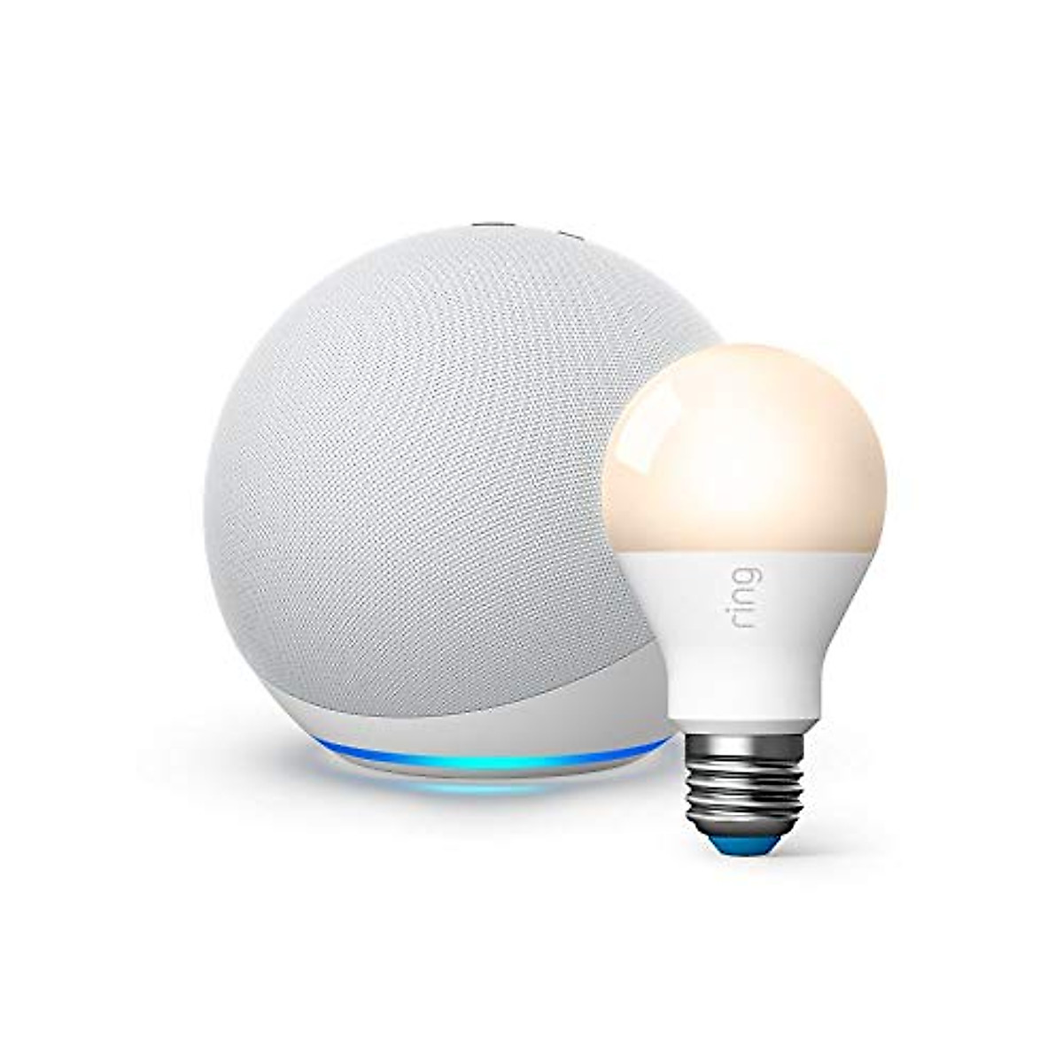 All-new Echo (4th Gen) - Glacier White - bundle with Ring A19 Smart LED Bulb