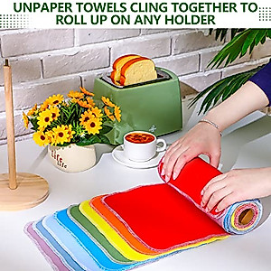 Oudain 150 Pcs Reusable Paper Towels Multi Colors Kitchen Paperless Towels 9.8 x 9.8 Inch Absorbent Washable Paperless Paper Towels Reusable Napkins Cleaning Cloths for Household Cleaning 8 Colors