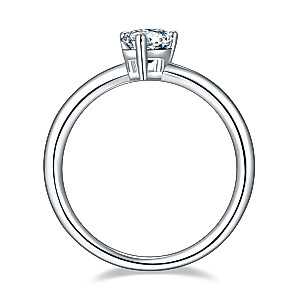 TwoBirch 1 Carat Moissanite Tear Drop Pear Solitaire in Platinum Plated Sterling Silver (CERTIFIED) (Size 6)