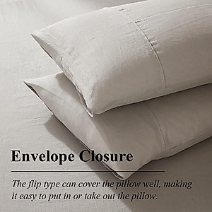Ivellow Linen Duvet Cover Set 100% Washed French Flax Pure Linen Duvet Covers King Soft Natural Breathable Durable Cooling Duvet Cover King Size Linen Bedding Set (1 Linen Duvet Cover 2 Pillowcases)