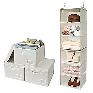 GRANNY SAYS Bundle of 1-Pack Closet Hanging Organizer & 3-Pack Clothing Storage Bins