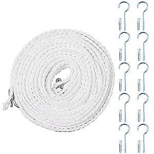 Windproof Clothesline,Travel Clothesline, Camping Clothesline, Durable Travel Clothes Line Rope, Portable Clothes Drying Line, Suitable for Outdoor and Indoor（White）