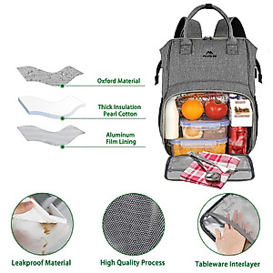 MATEIN Travel Backpack for Men, 17 Inch Laptop Backpack with USB Charging Port for Women, Insulated Lunch Backpack Cooler Lunch Box Leakproof Computer Fashion Backpack for College Nurse Teacher Picnic