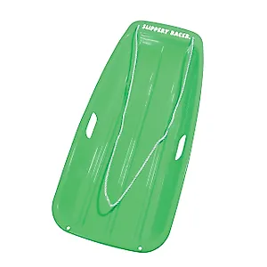 Slippery Racer Downhill Sprinter Flexible Kids Toddler Plastic Cold-Resistant Toboggan Snow Sled with Pull Rope and Handles -35 Inch (GREEN)