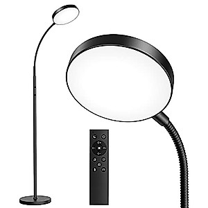 JOOFO Floor Lamp, Led Floor Lamp, Remote and Touch Control, 1 Hour Timer Reading Standing Lamp, 4 Color Temperatures with Stepless Dimmer Floor Lamp for Living Room Bedroom Office, Black
