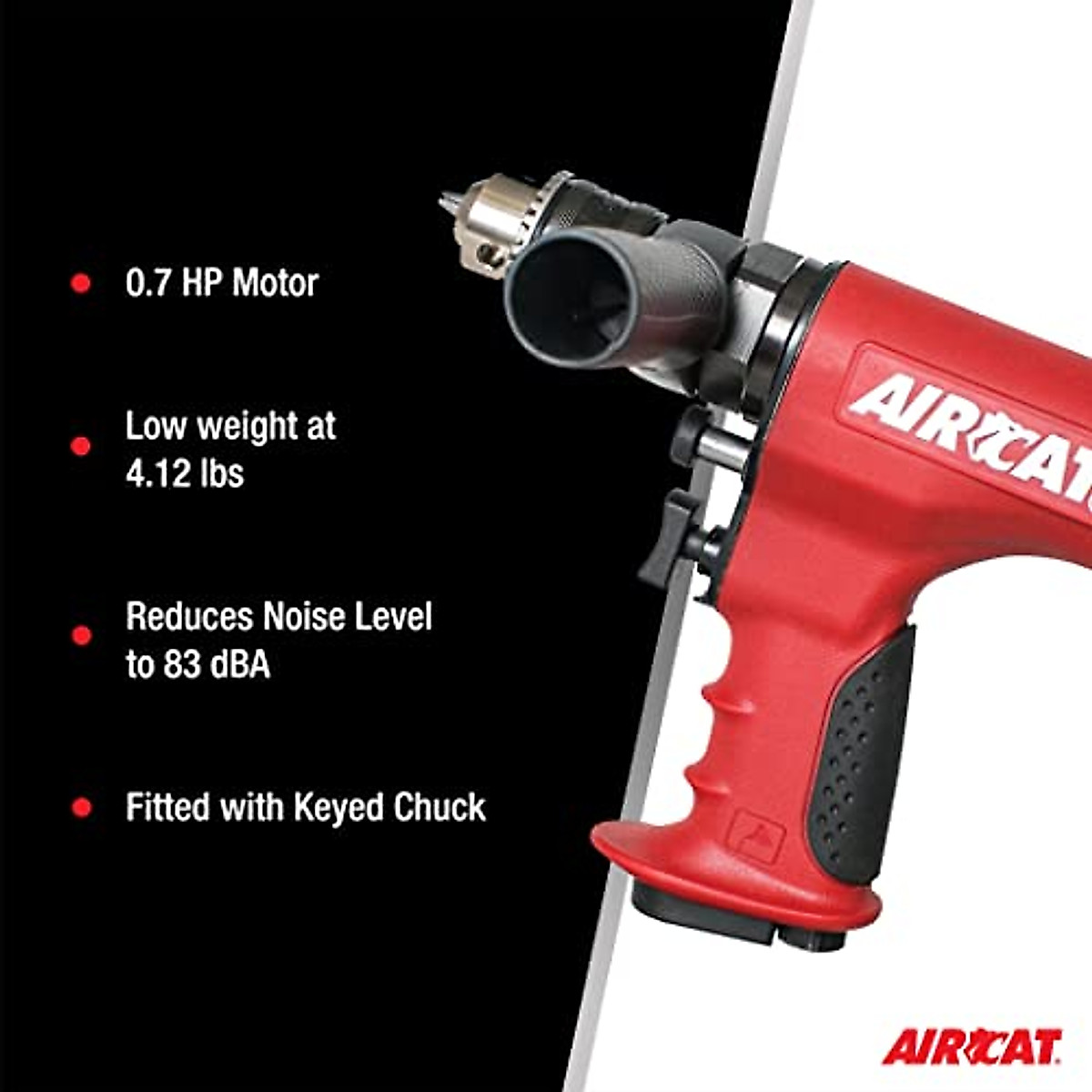 AIRCAT Pneumatic Tools 4451: 1/2-Inch Extreme Heavy Duty Reversible Composite Drill Air Tool, 400 RPM, .7 HP Motor
