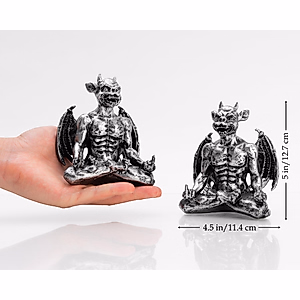 BOIHEGU Gargoyle Statue 5 inch for Halloween Gothic Decoration, Gargoyle Keep Away Negative Visitors, Miniature Monster Guardian Gargoyle Statue for Front Porch Garden Patio Yard Lawn Decorations