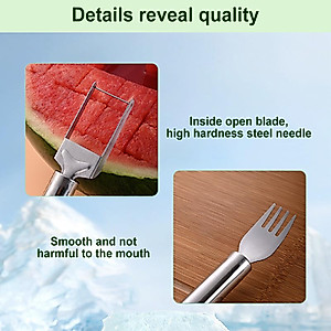 2-in-1 Stainless Steel Fruit Cutter, 2024 New Upgrade Watermelon Fork Cutter Slicer, Watermelon Cube Cutter Tool, Dual Head Fruit Forks Knife Summer Fruit Cutting Fork for Home Kitchen (1PCS)