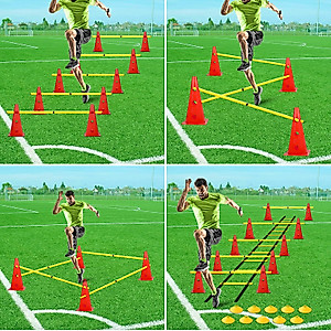 ASENVER Hurdle Ladder Triangle Marker Cone Pad Disk Hurdle Multifunctional Set