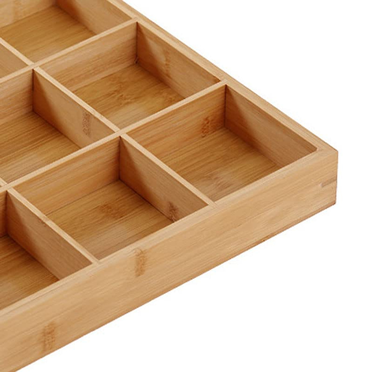 Wooden Tray Divided Tray for Serving Food Tea Tray Food Tray Multi Compartments Serving Tray for Hot Pot, Fast Food, Breakfast, Tea Coffee Table Christmas(9 Compartments)