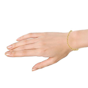 Ritastephens | 14k Solid Real Yellow Gold Link Charm Bracelet | 7 1/4"