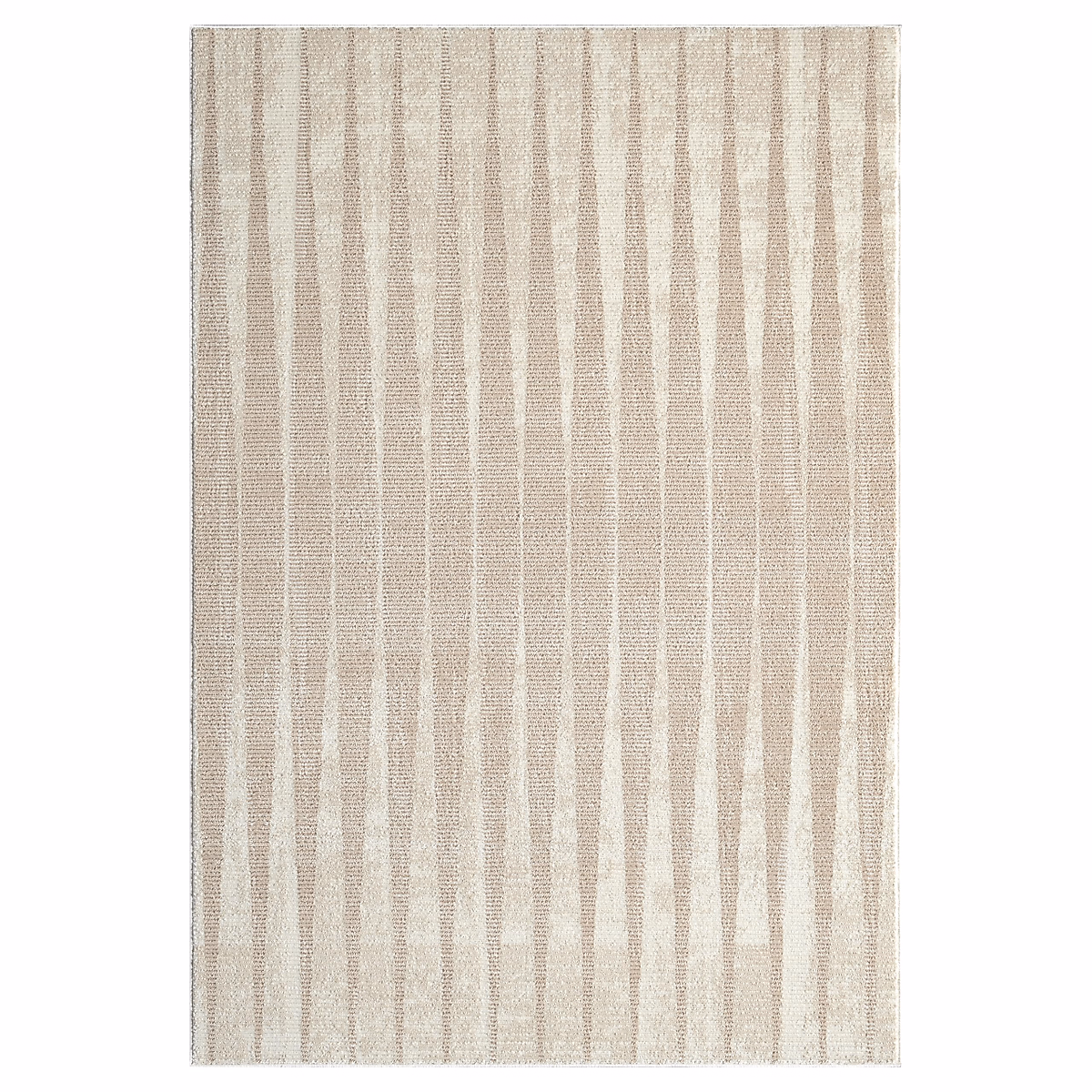 Abani Terra Cream 6' x 9' Area Rug for Living Room, Bedroom - Vertical Lines Pattern - Durable & Easy to Clean