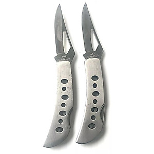 3 PC 440 STAINLESS STEEL Pocketknife Steel Handle & Blade, Lockback, New