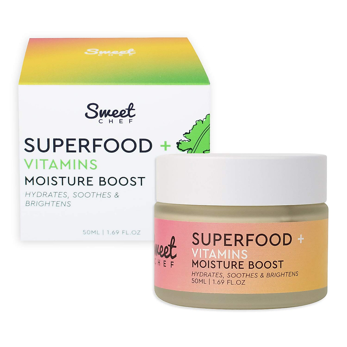 Sweet Chef Superfood + Vitamins Moisture Boost - Ginger & Vitamin C Brightening Moisturizer for Radiant Youthful Skin - Hydrating Kale & Hyaluronic Acid + Pore Refining Beet Face Moisturizer (50ml)