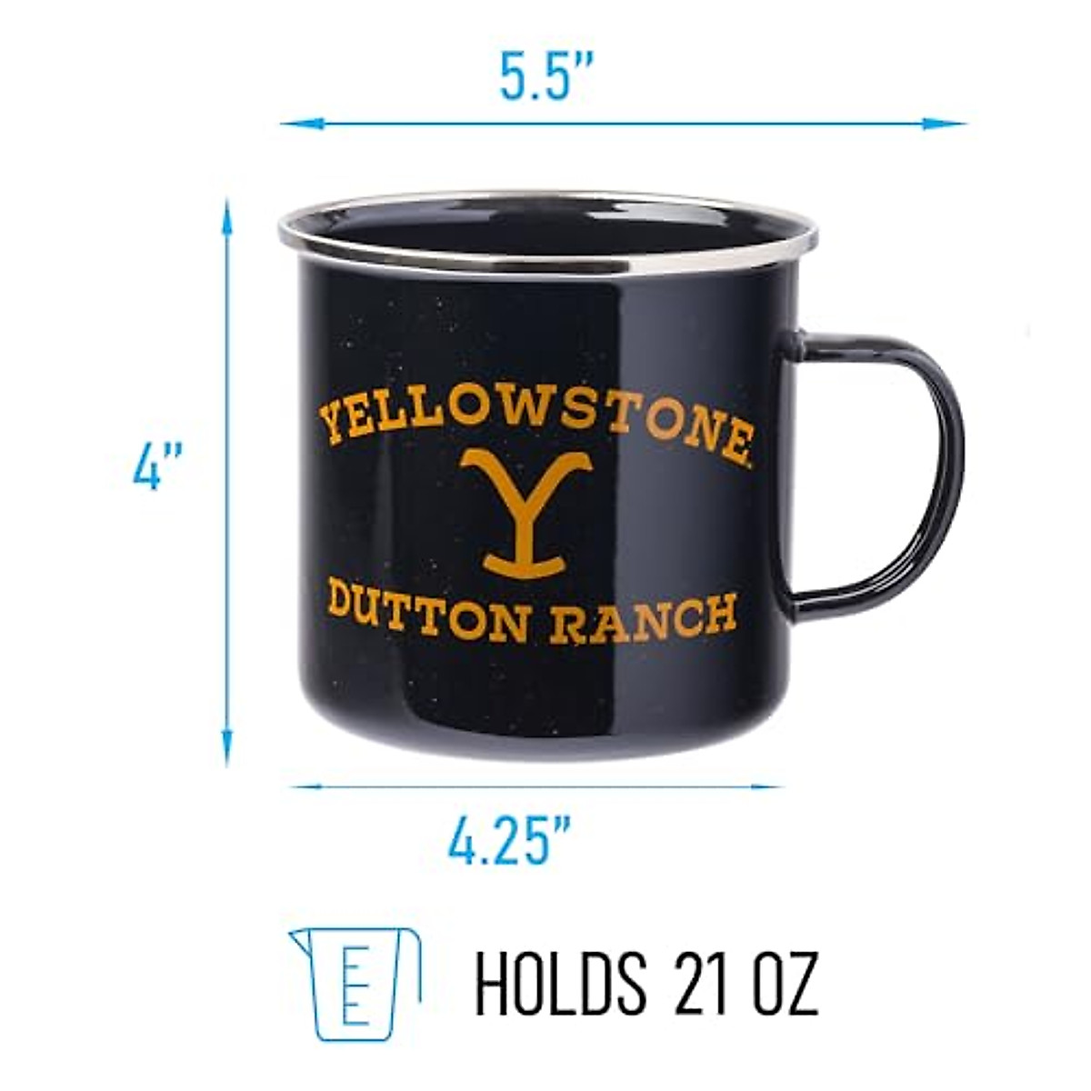 Silver Buffalo Yellowstone Dutton Ranch Enamel Camper Mug, 21 Ounces
