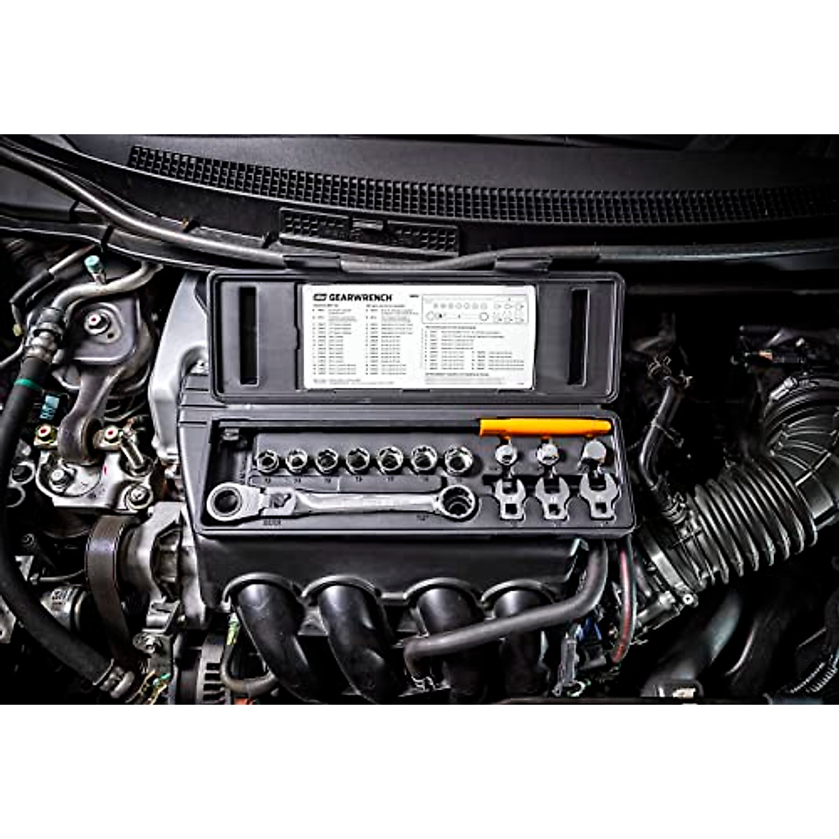 GEARWRENCH 15 Pc. Serpentine Belt Tool Set with Locking Flex Head Ratcheting Wrench - 89000