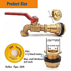 Brass Spigot Rain Barrel Faucet Kit for Rain Water Barrel, Water Tanks, Tubs, Pools etc