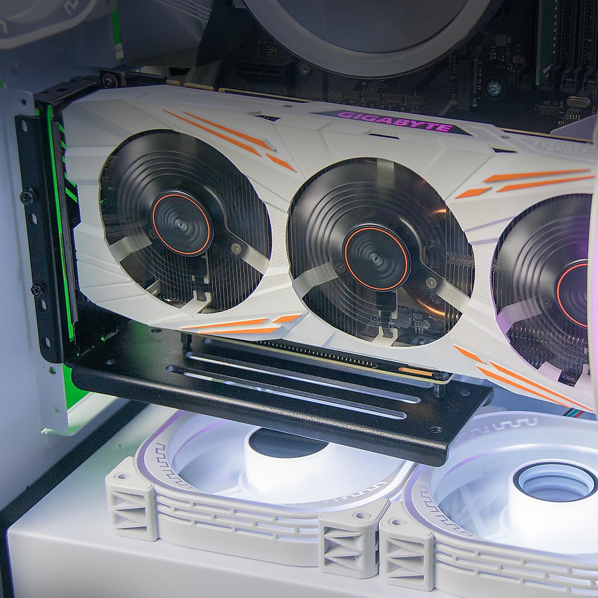 IBEST IMPETUS Vertical GPU Mounting Bracket Graphics Card Holder Kit with PCIE Riser Cable 90 Degree Right Angle 25cm Black