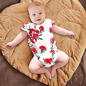 FANCYKIDS Baby Girls Newborn Infant Cheongsam Chinese New Years Outfit Romper Top Clothes Qipao Bodysuit (0 to 6 Months, Red Floral)