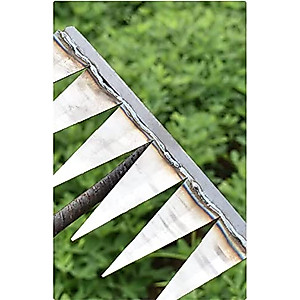 KeluKES Hoe weed rake farm tool hoe weed hoe root digging the ground loose soil nail rake farm tool thick and sharp(Six-tooth rake)